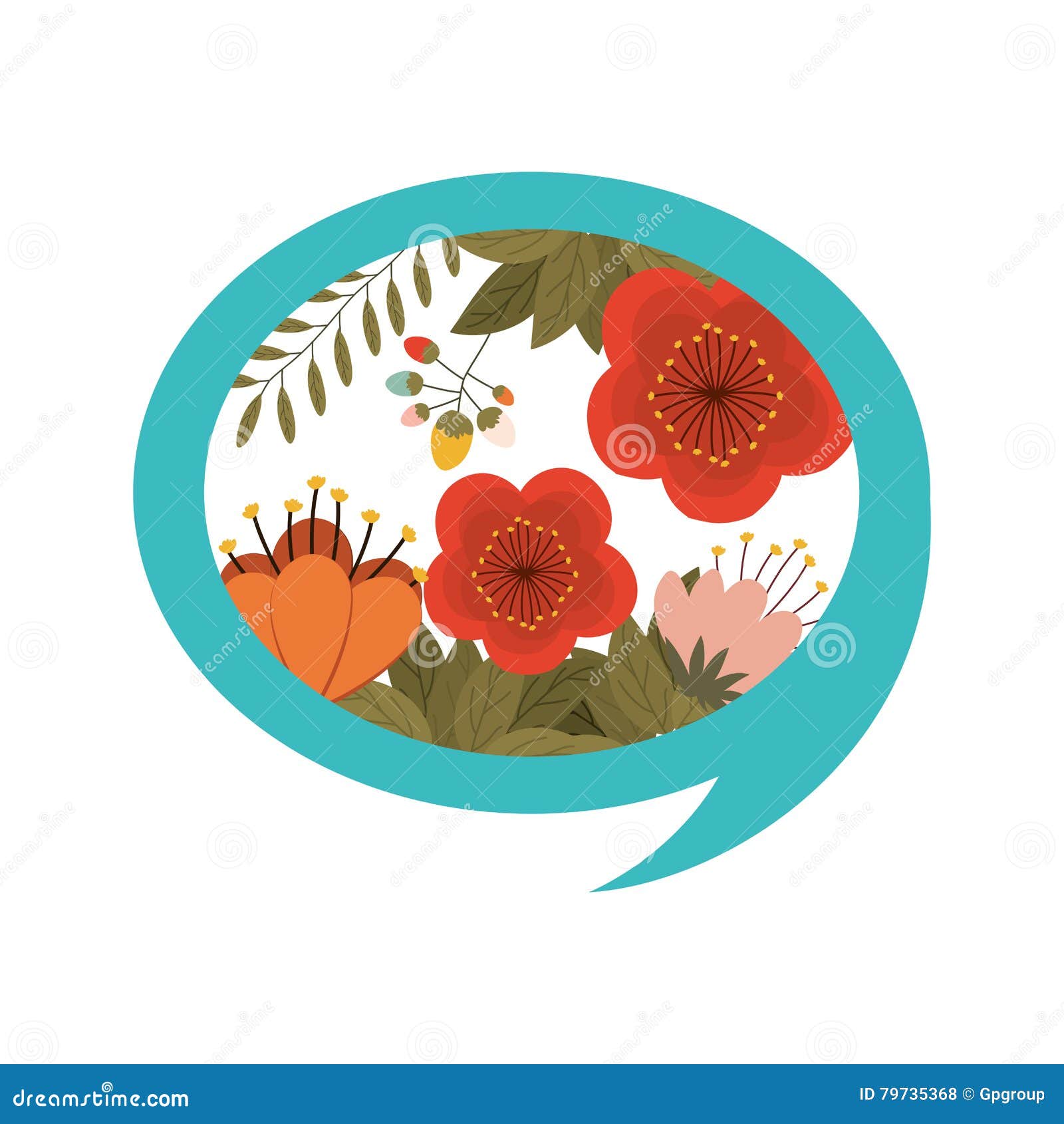 Silhouette Decorative Frame with Flowers in Circular Form Stock Vector ...