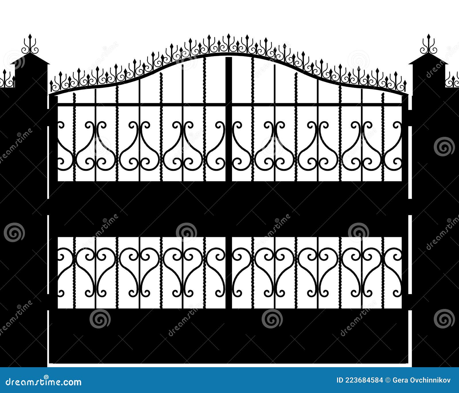 Silhouette of Decorative Gate Isolated on White Background. Vector ...