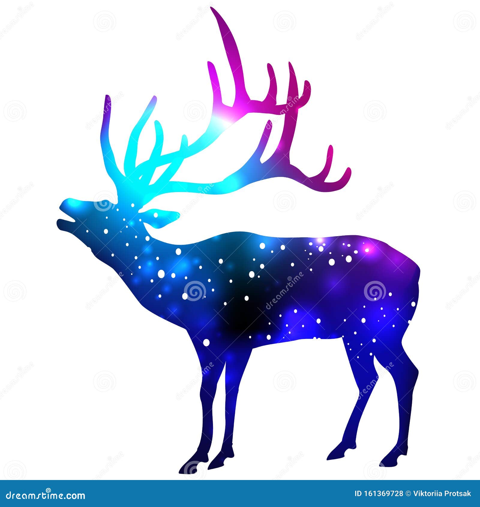 Silhouette of a Deer with Space Galaxy Background Effect Inside Stock ...