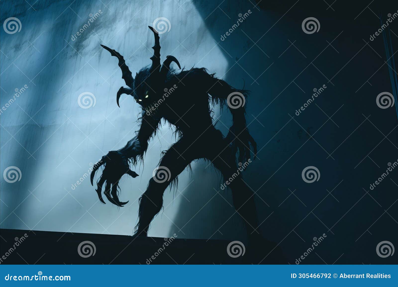 Silhouette of a Demon Standing in Front of a Wall Stock Illustration ...