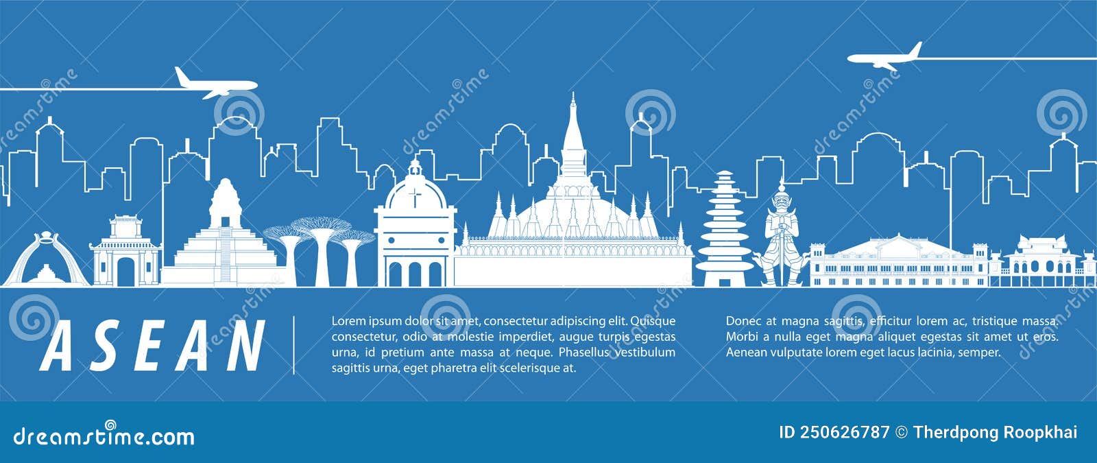 Silhouette Design of ASEAN Landmarks Stock Vector - Illustration of ...
