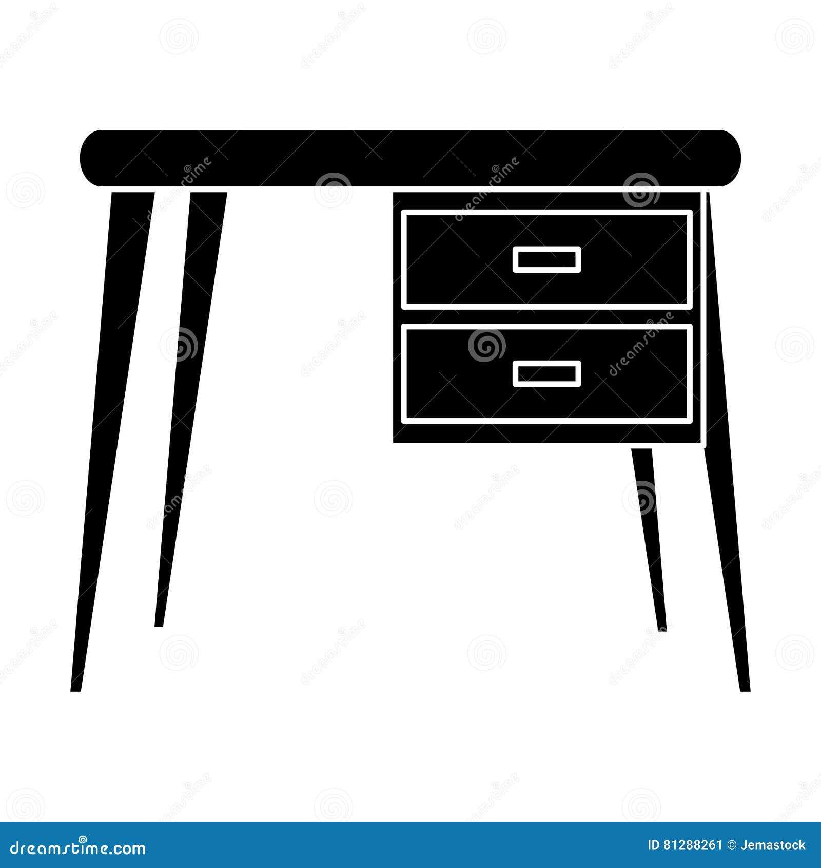 Silhouette Desk Office Work Place Icon Stock Vector - Illustration of ...