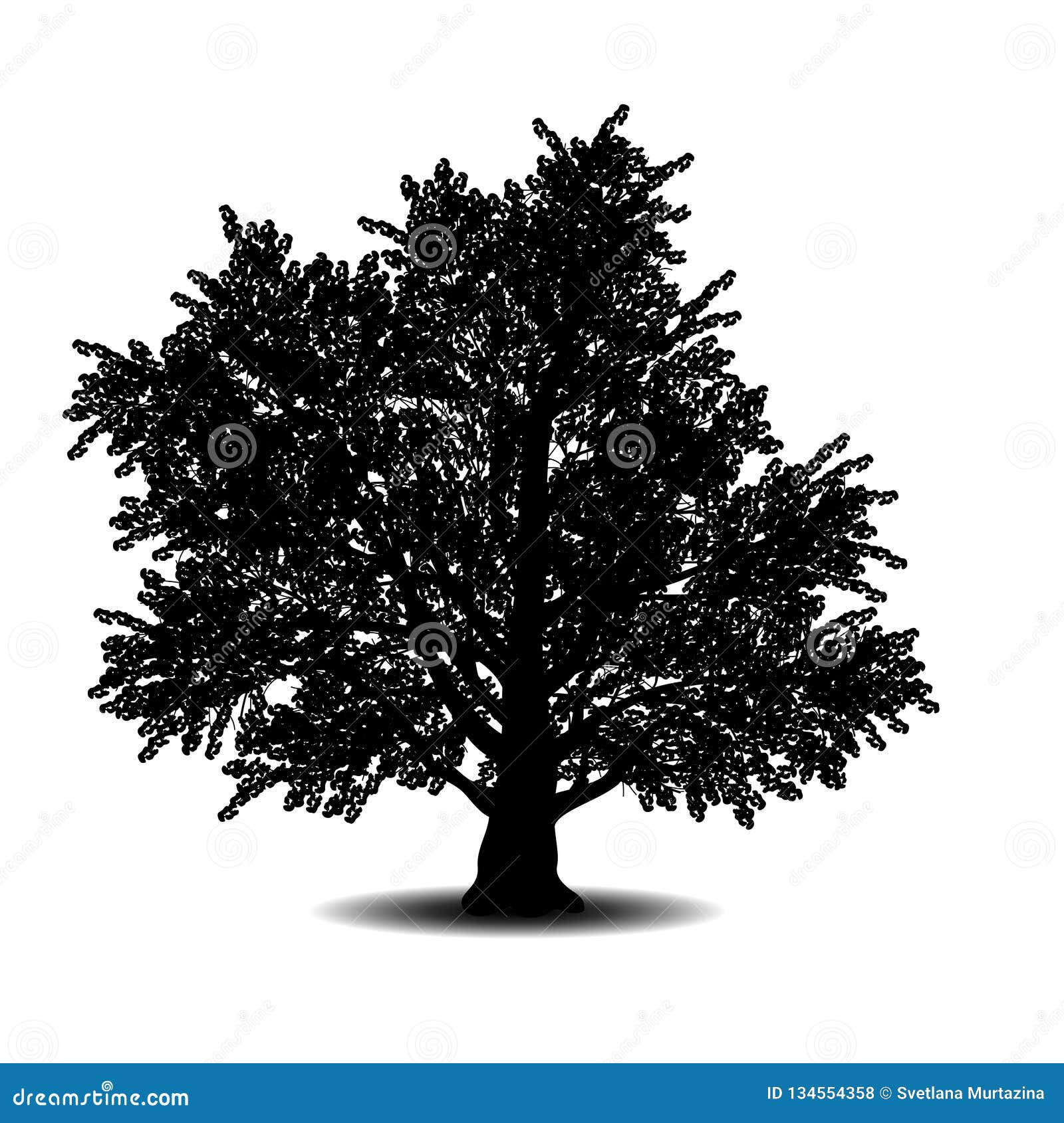 Silhouette Detached Tree with Leaves Stock Vector - Illustration of ...