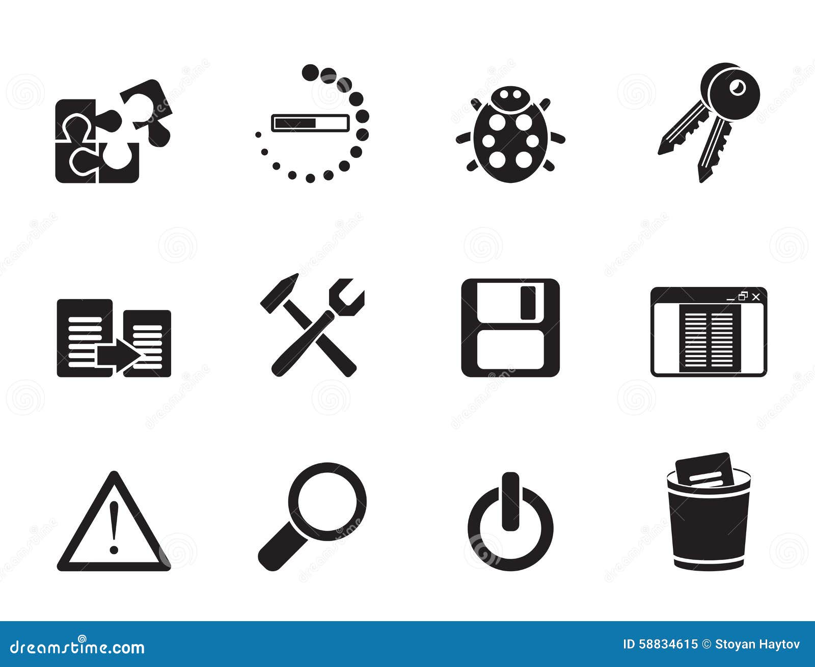 Silhouette Developer, Programming and Application Icons Stock Vector ...