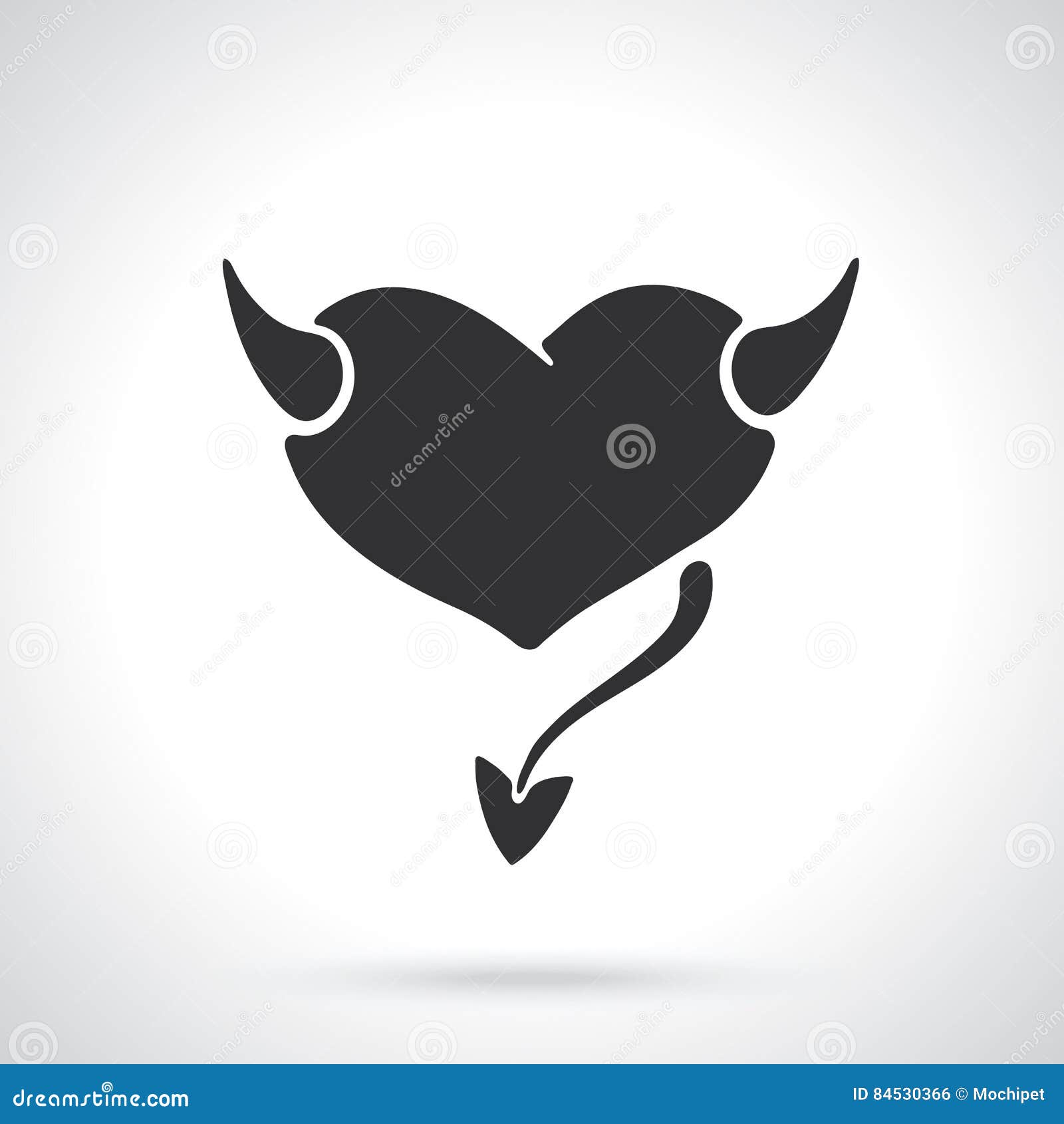 Silhouette of devil heart stock vector. Illustration of simple - 84530366