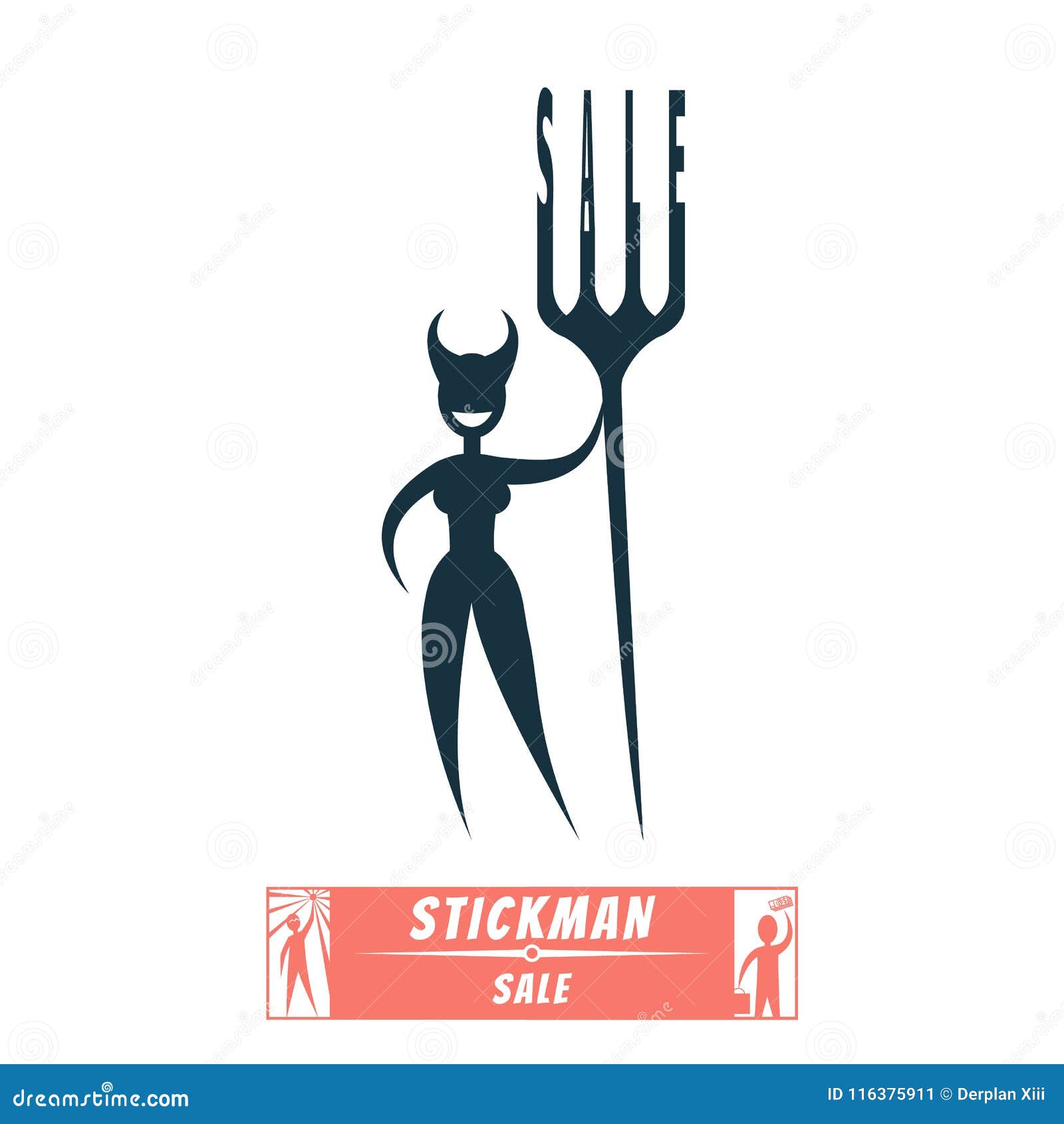 Silhouette Devil Holding Fork Sale Stock Vector - Illustration of fork ...