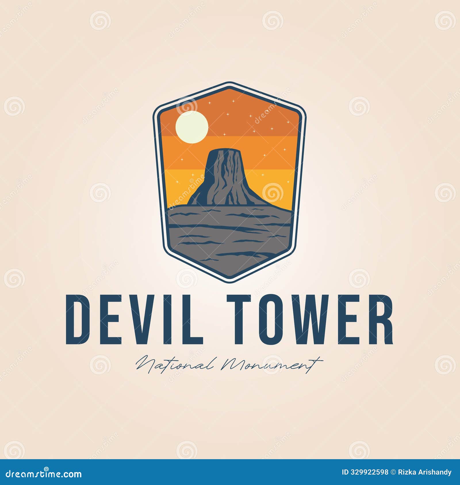 Silhouette Devil S Tower National Monument Logo Vector Illustration ...
