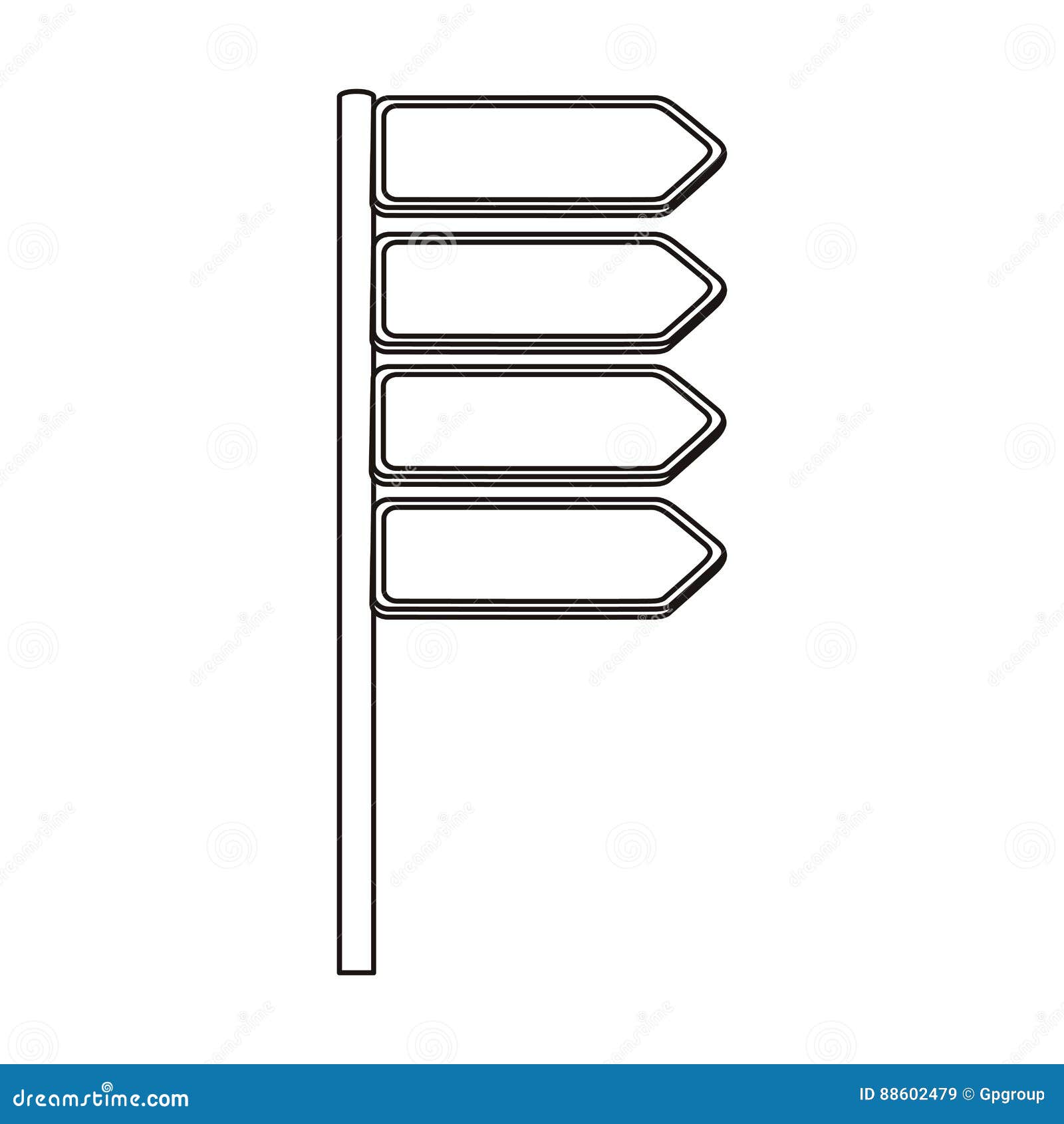 Silhouette Directional Metallic Plaque Road Sign Stock Illustration ...