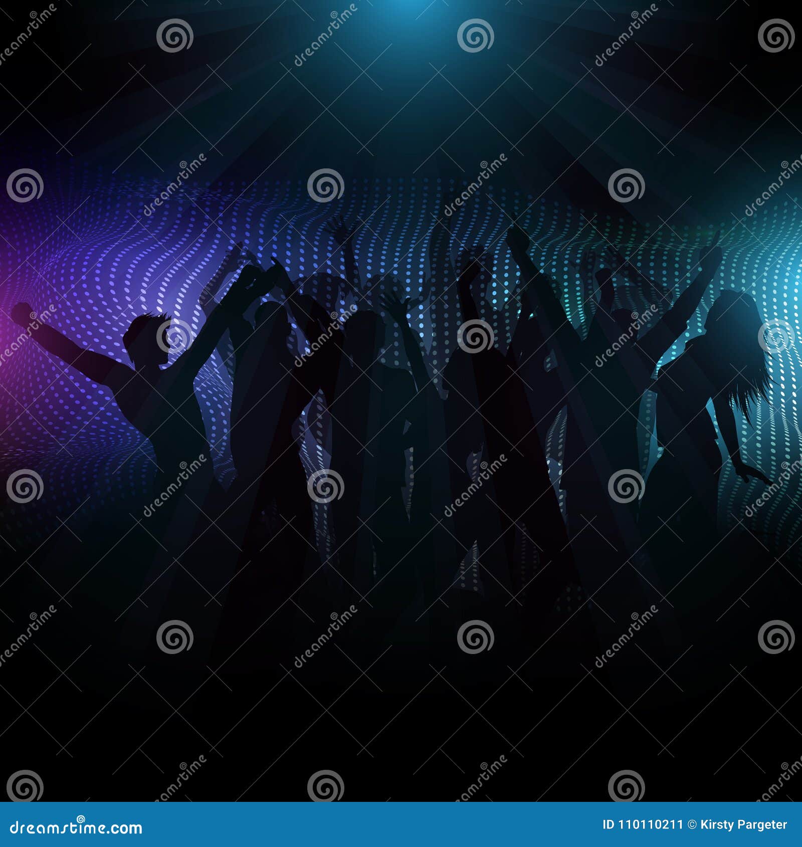 Disco Crowd on Abstract Background with Light Rays Stock Vector ...