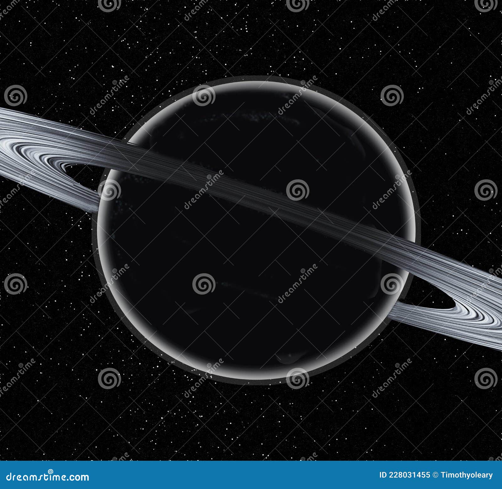 Silhouette of a Distant Mysterious Alien Planet with Rings in Deep ...