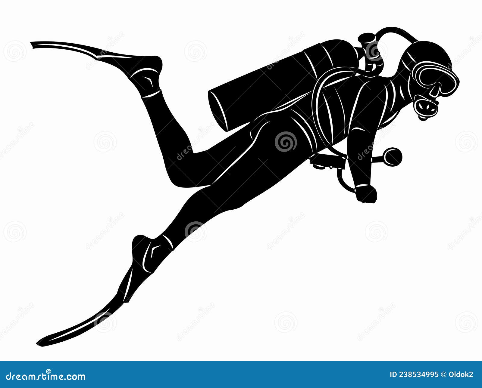 Silhouette of Diver, Vector Draw Stock Vector - Illustration of depth ...