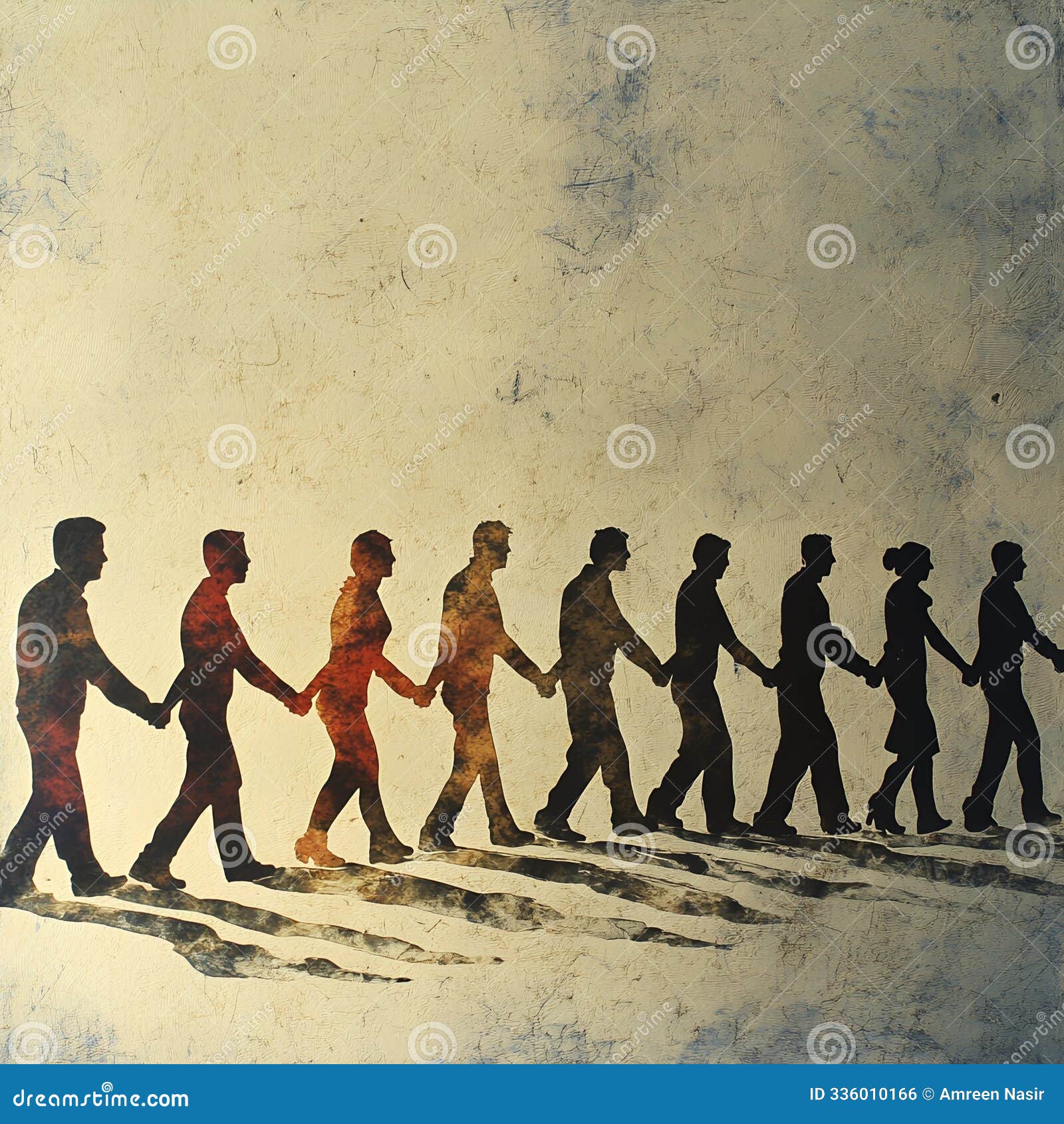 Silhouette of Diverse Group Holding Hands, Unity and Teamwork Concept ...