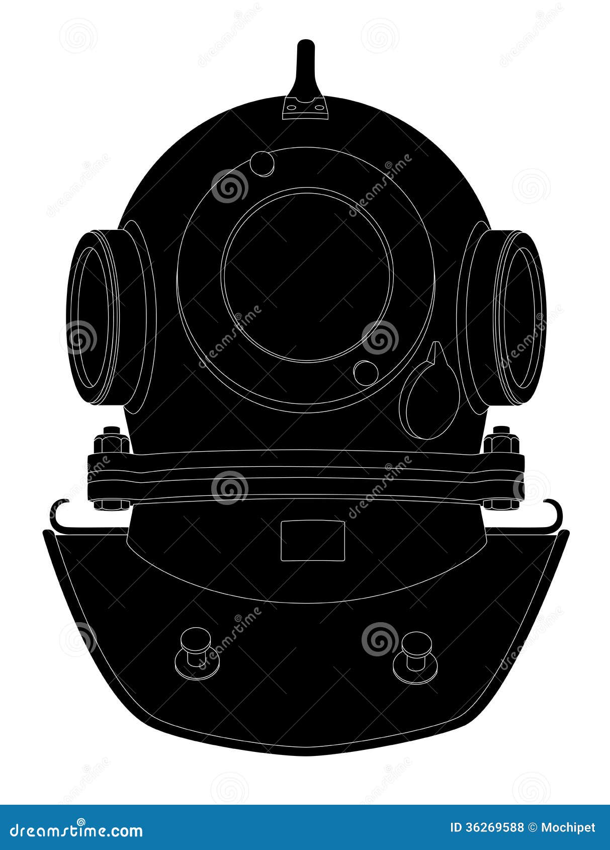 Silhouette diving helmet stock vector. Illustration of sailor - 36269588