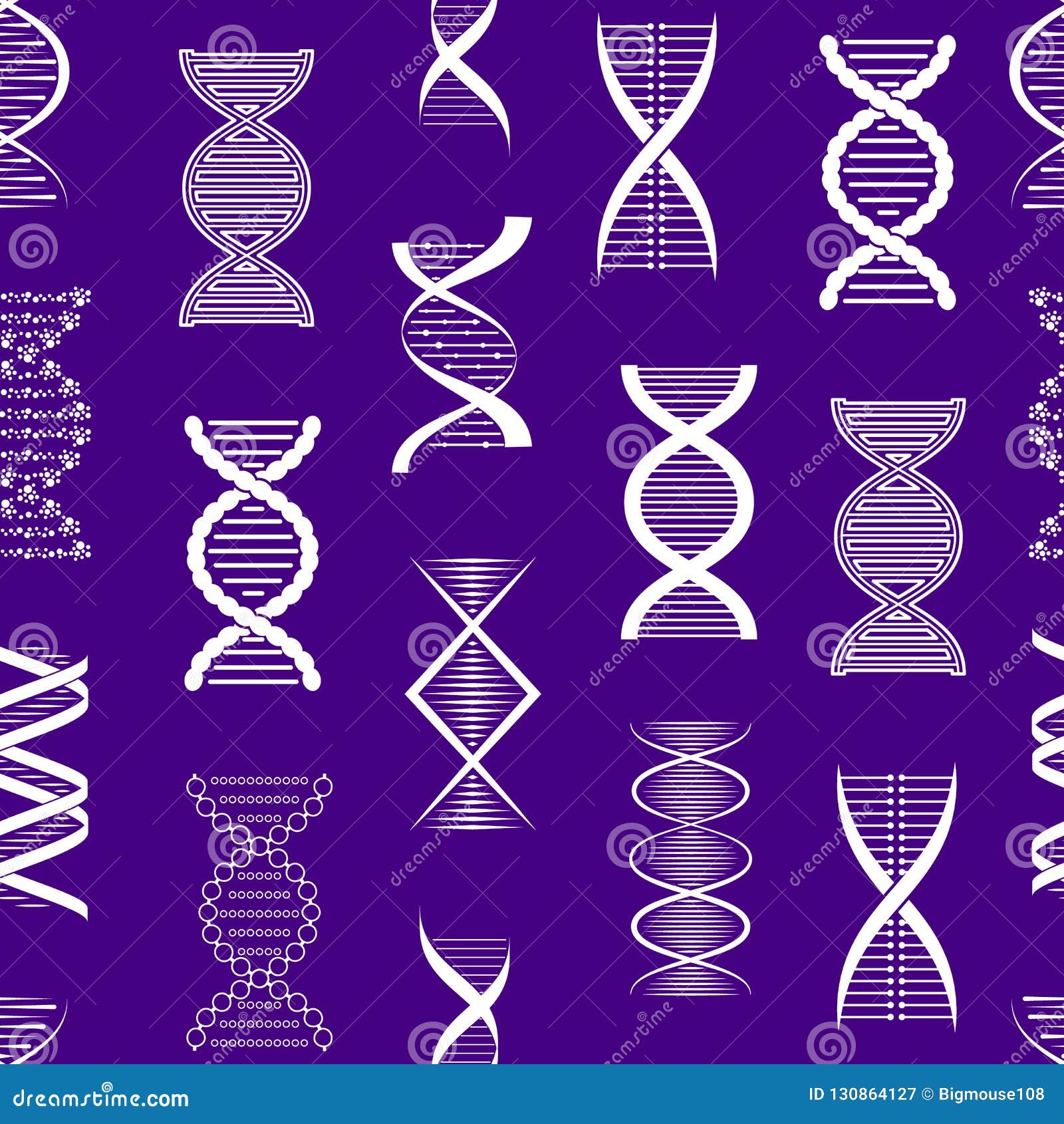 Silhouette DNA Seamless Pattern Background Different Types. Vector ...