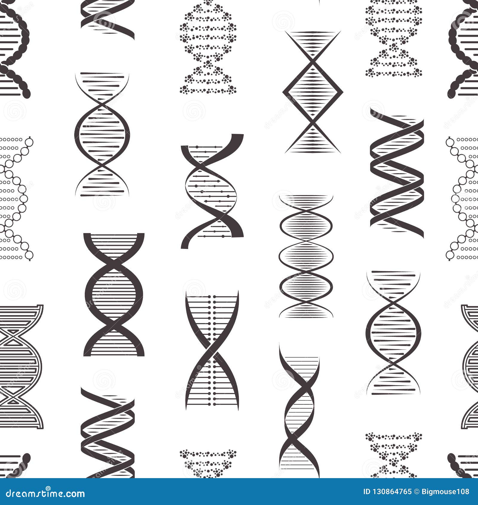 Silhouette DNA Seamless Pattern Background Different Types. Vector ...