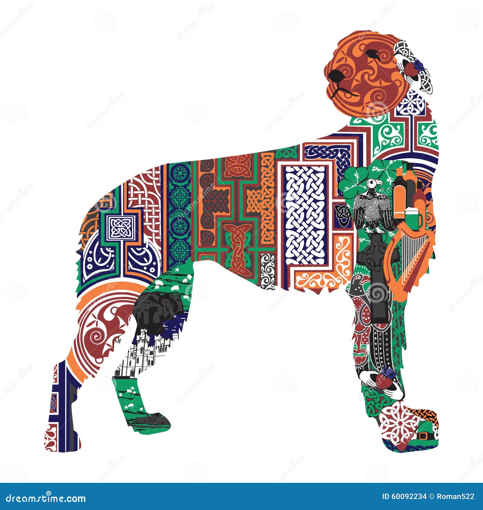 Silhouette of a Dog with the Irish Designs Stock Vector - Illustration ...