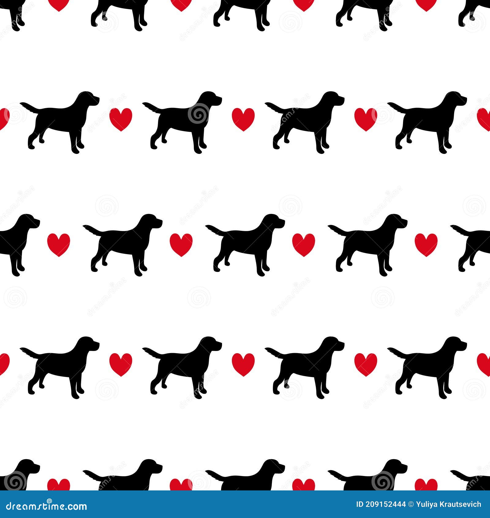 Silhouette of a Dog. Vector Illustration. Seamless Pattern Stock ...
