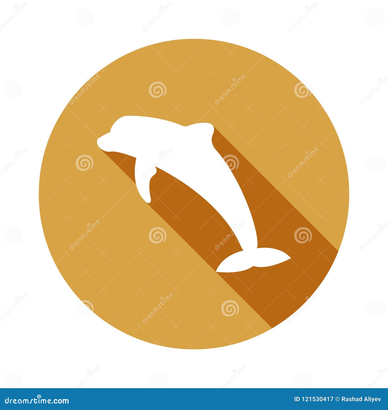Silhouette of a Dolphin Icon in Flat, Long Shadow Stock Illustration ...