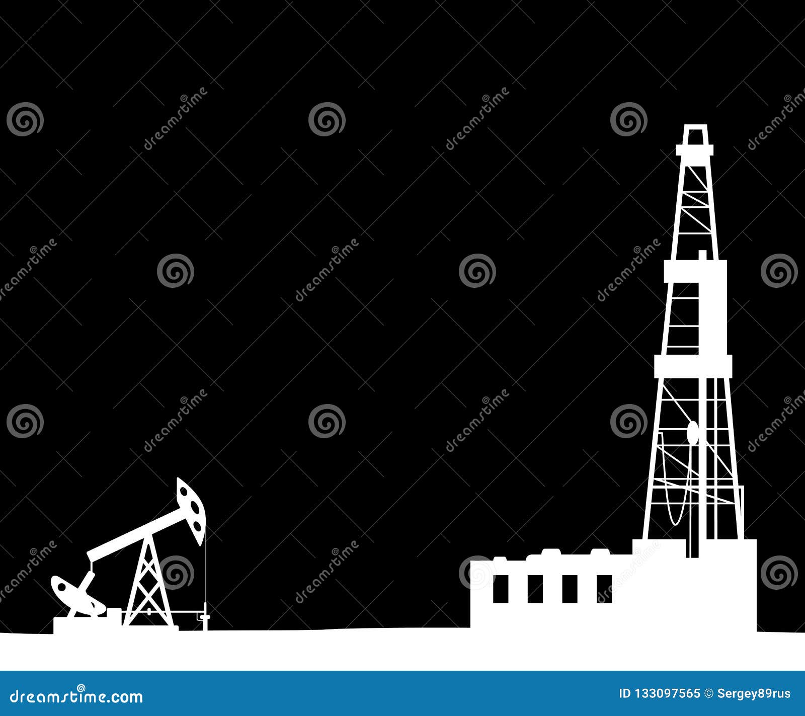 Silhouette Of Drilling Rigs And Oil Derricks On The Background Of The ...