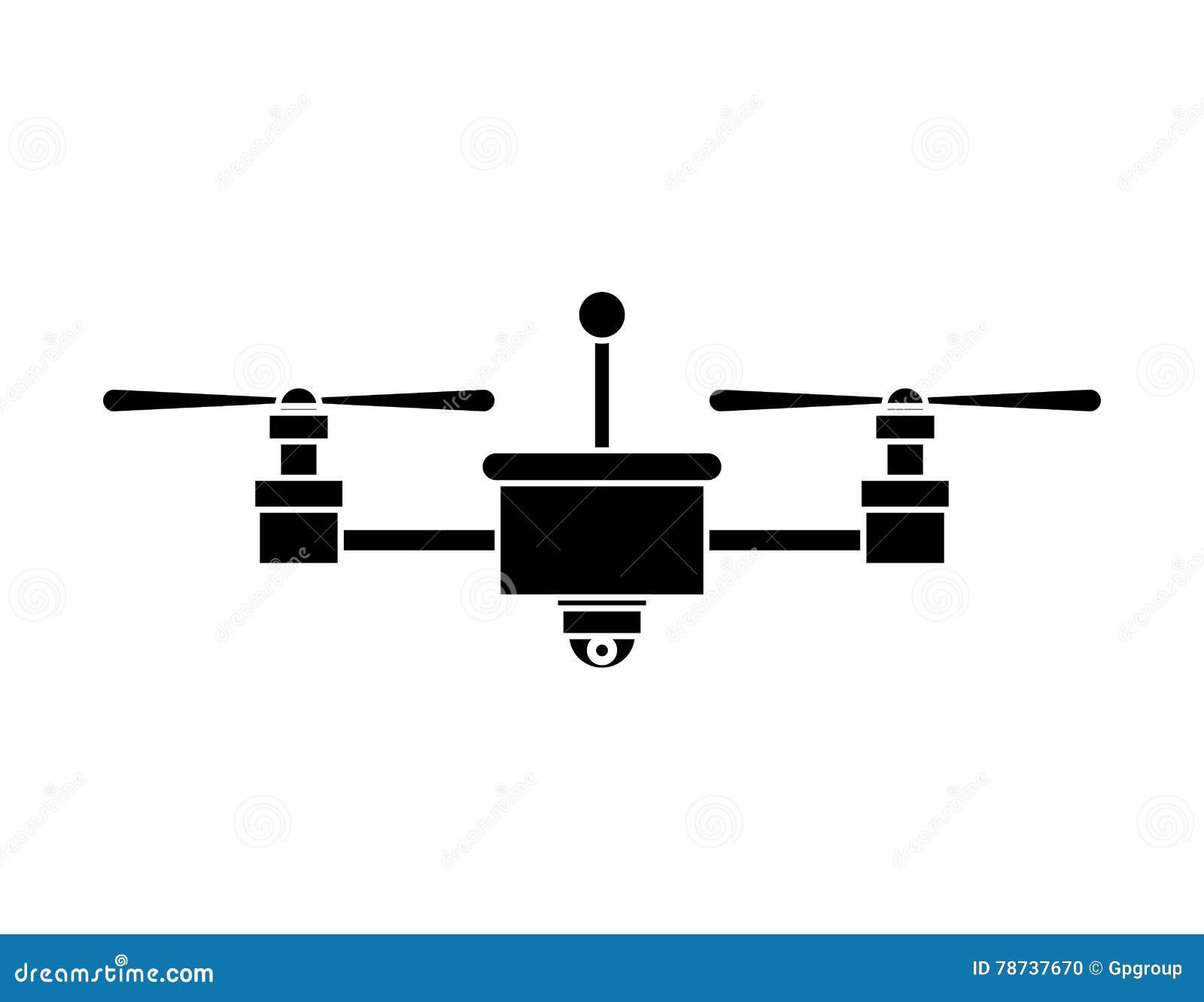 Silhouette Of Spy Drone Flying Over Sea (UAV) And On Background ...
