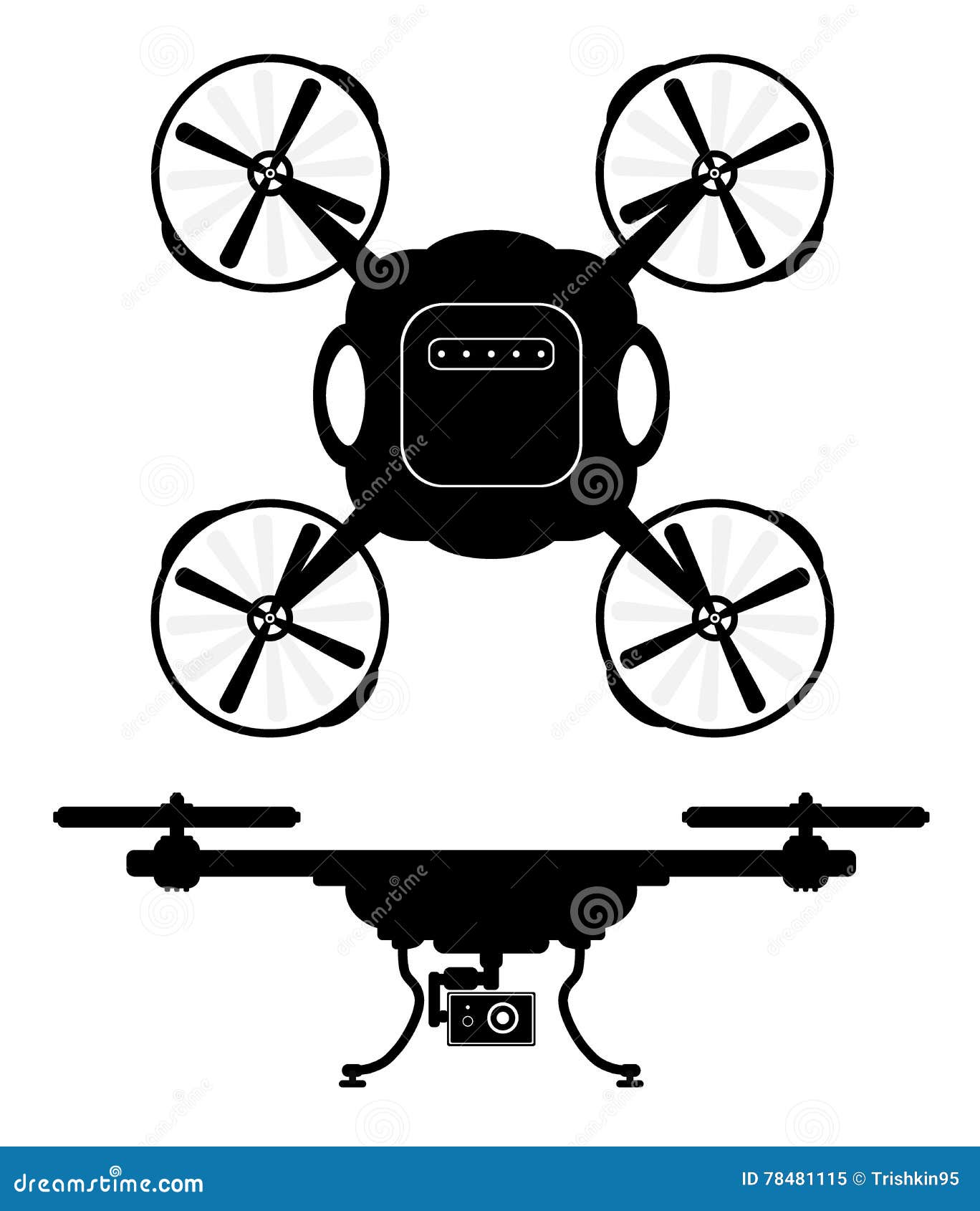 Silhouette Drones with Remote Control. Eps 10 Vector Illustration Stock ...