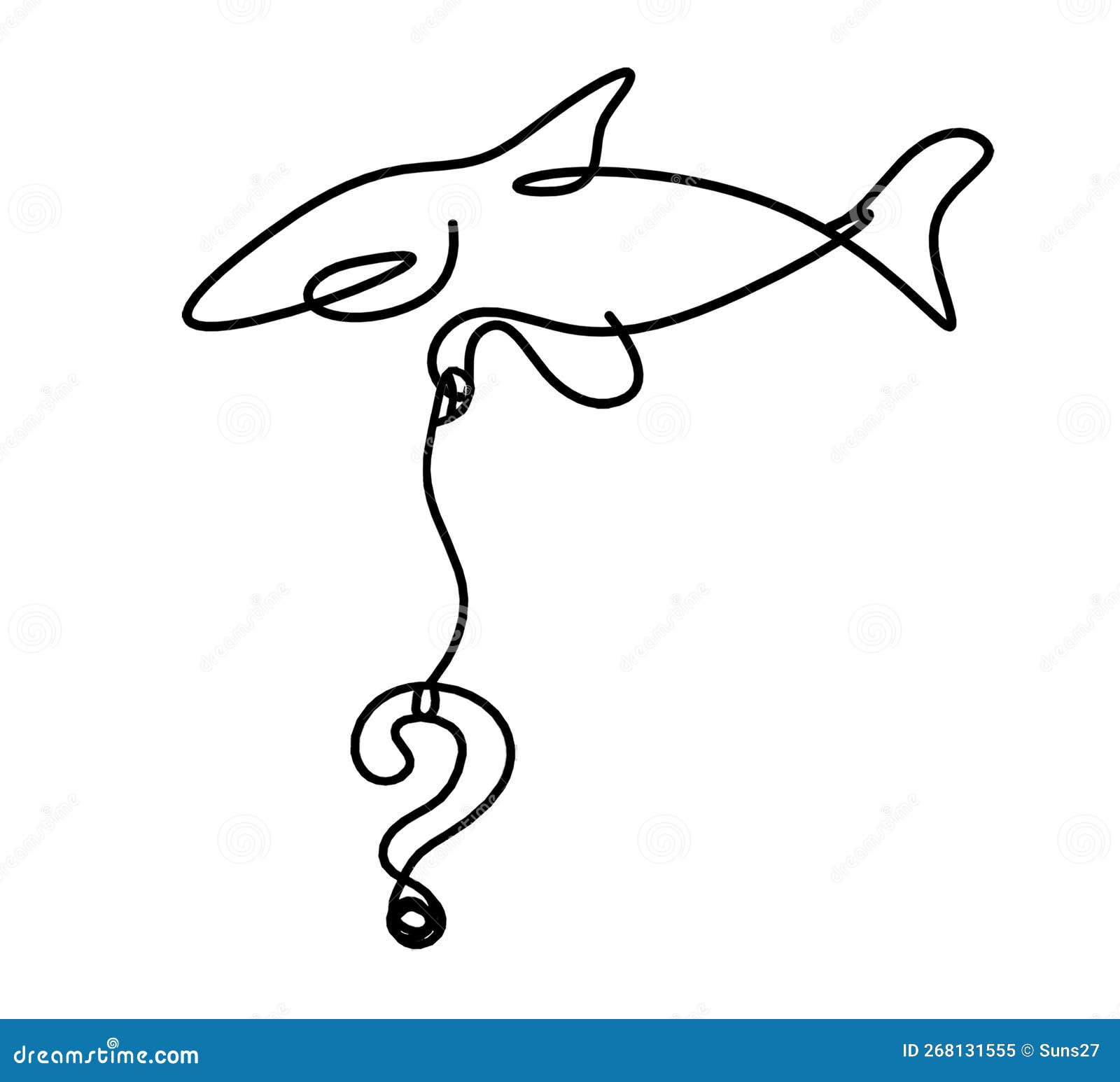 Silhouette Du Poisson Et Point D'interrogation Comme Trait De Trait Sur ...