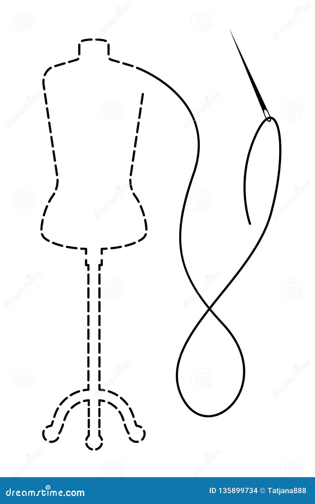 Silhouette of Dummy with Interrupted Contour. Hand Made Vector ...