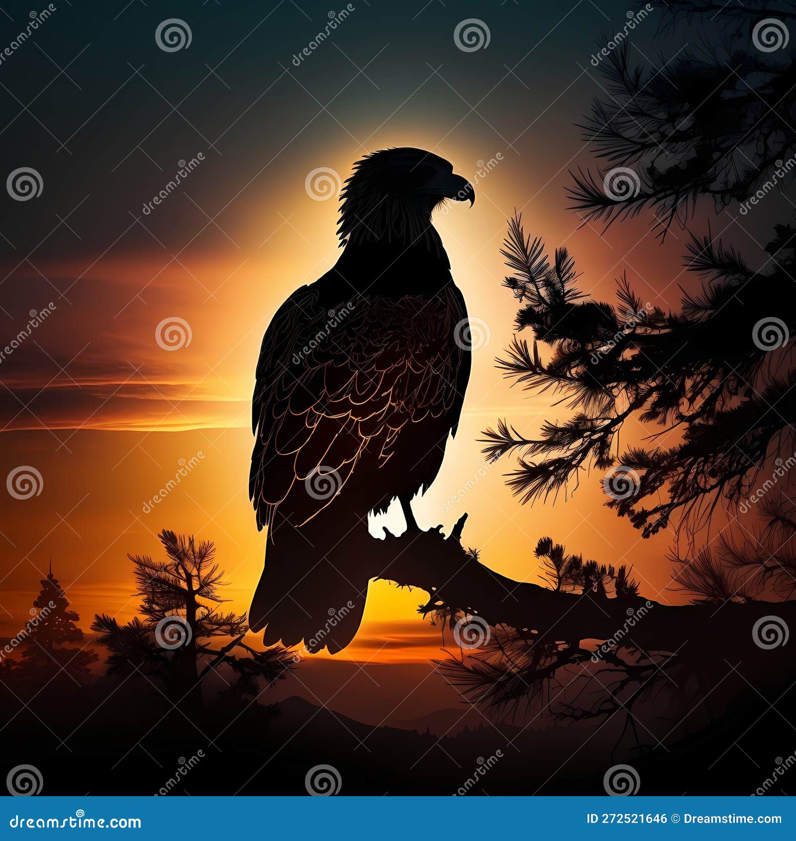 Silhouette of Eagle at Sunset. Generative AI Stock Photo - Image of ...