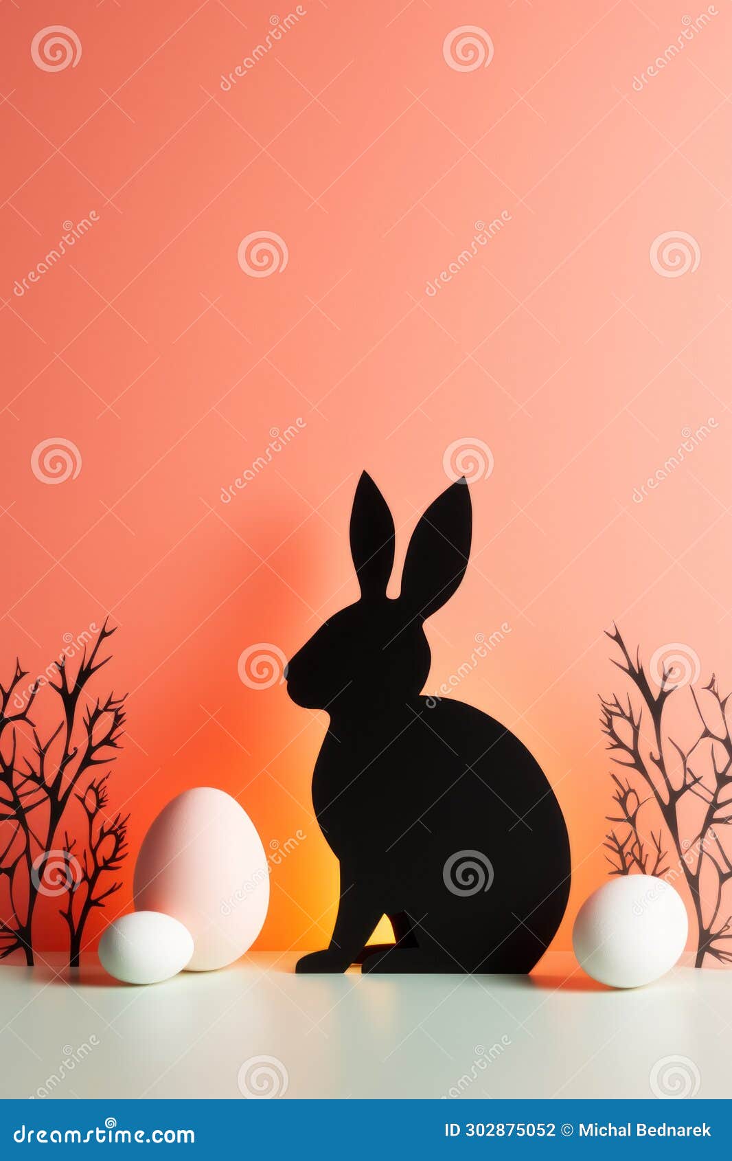 Silhouette of Easter Bunny with Pastel Sunset Backdrop Stock ...