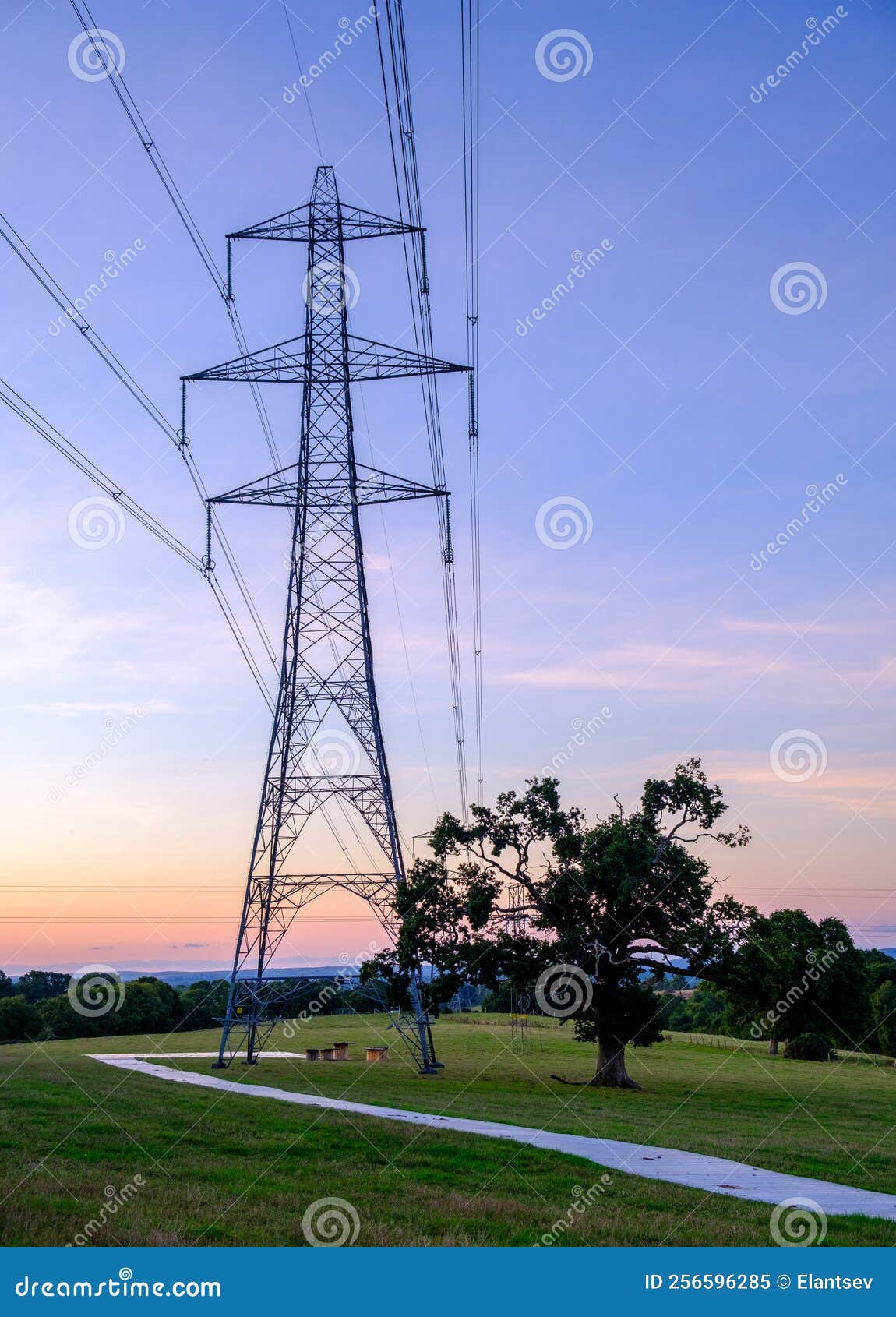 Silhouette Electric Pole and High Voltage Tower. Stock Image - Image of ...