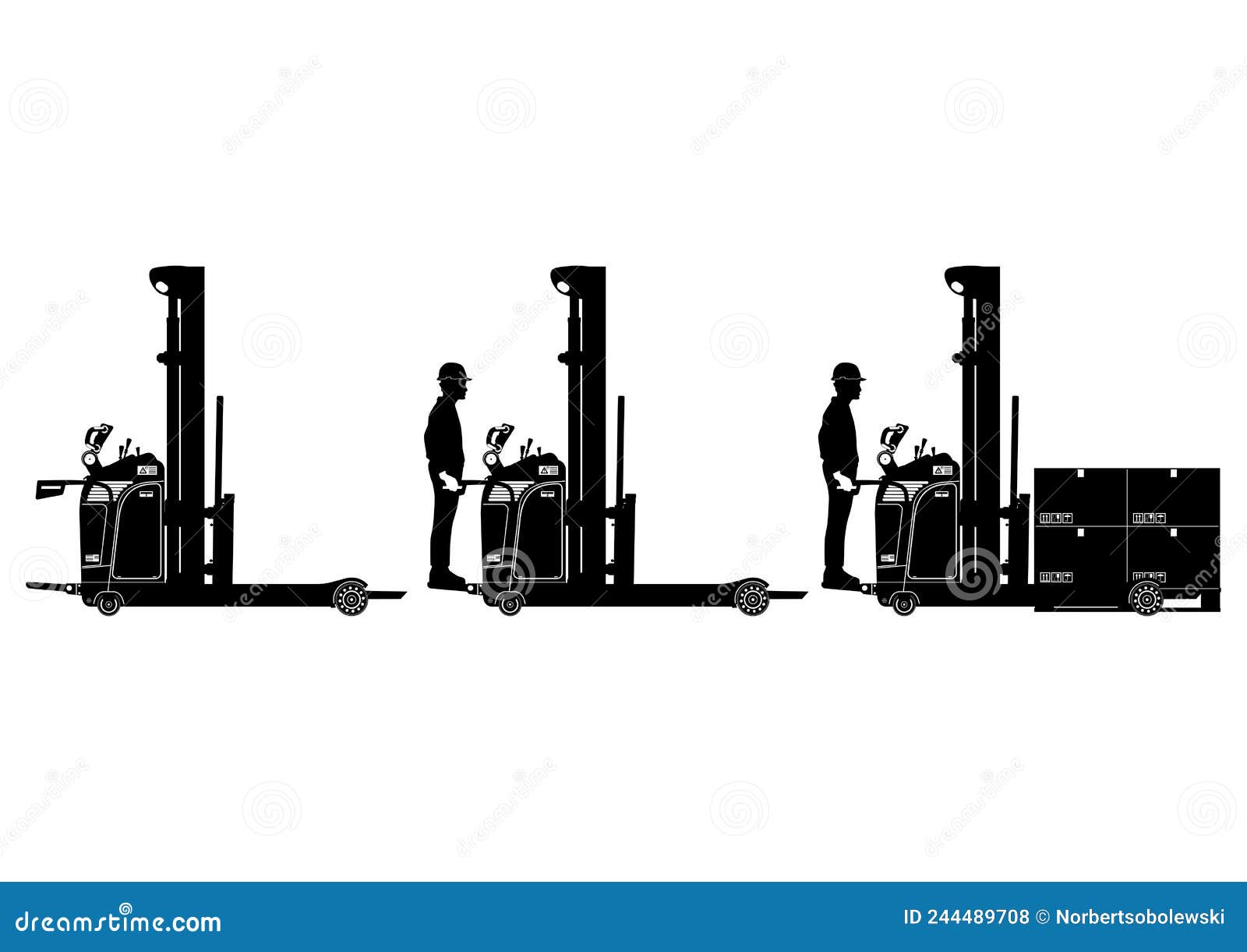 Silhouette of Electric Stacker. Stock Vector - Illustration of storage ...