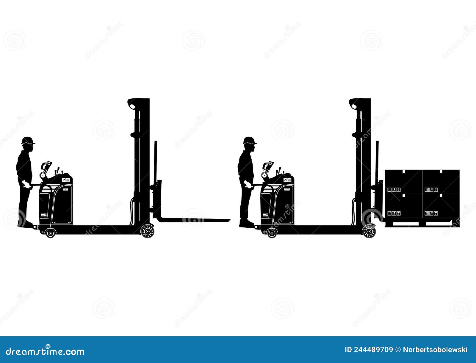 Silhouette of Electric Stacker. Stock Vector - Illustration of lift ...