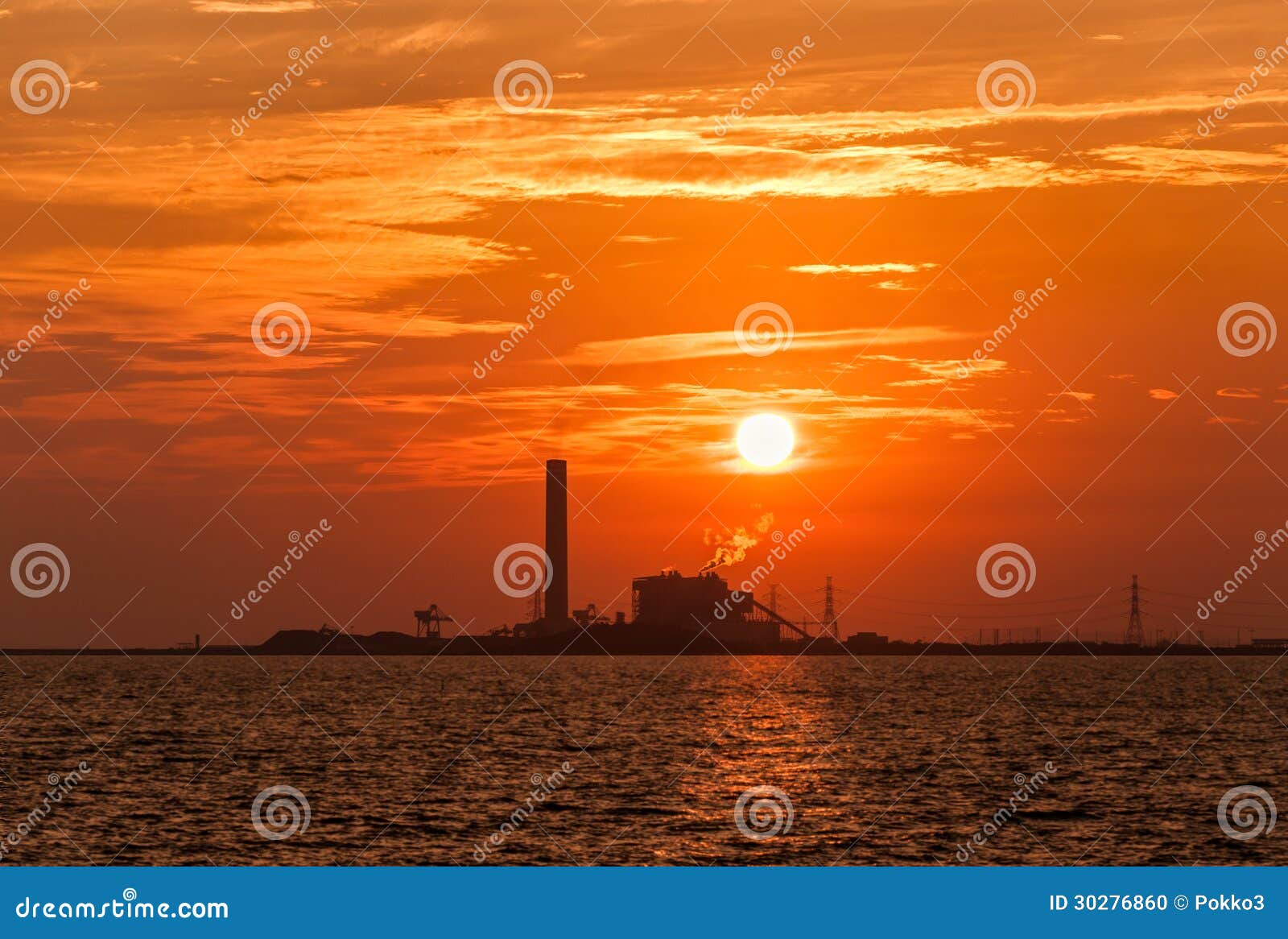 Electrical Power Plant Against Sunset Stock Photo - Image of industry ...