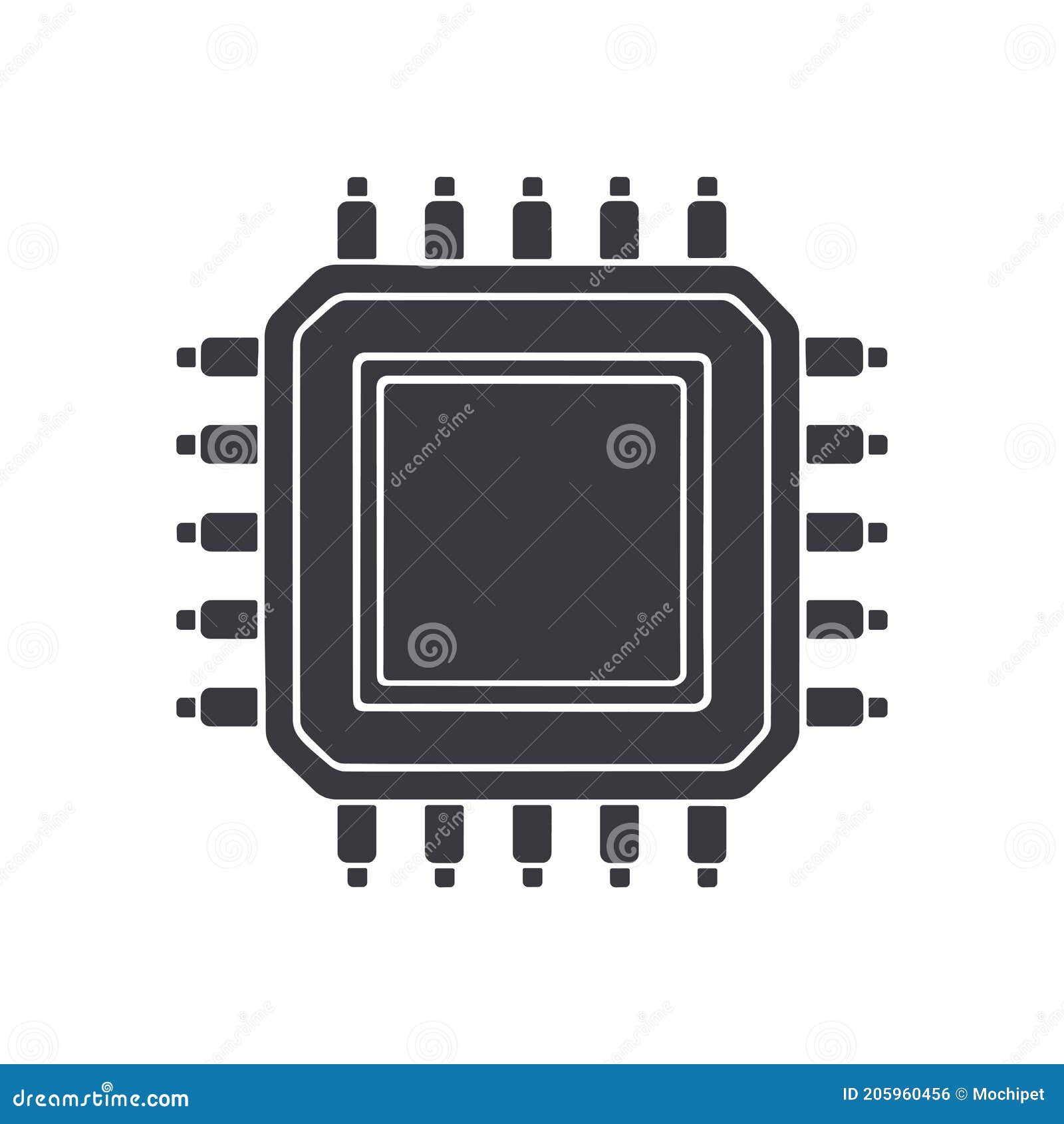Silhouette of Electronic Integrated Circuit Top View. Vector ...