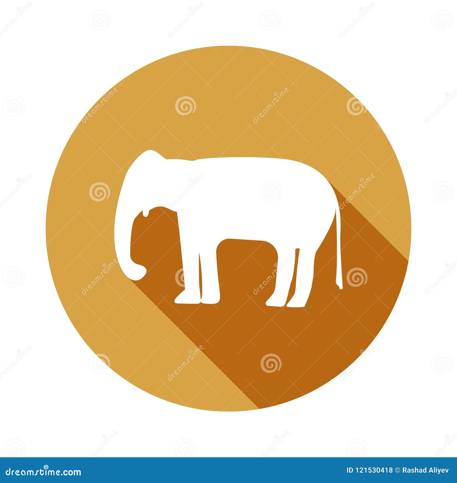 Silhouette of an Elephant Icon in Flat, Long Shadow Stock Illustration ...