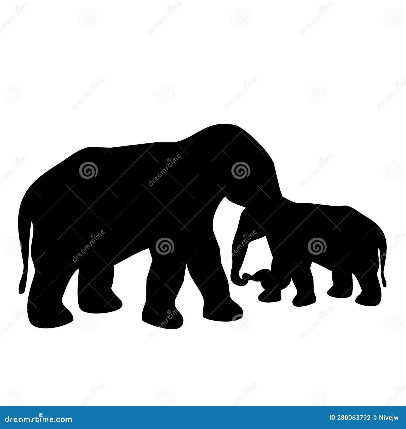 Silhouette of Elephant Wildlife Draw and Paint Stock Illustration ...