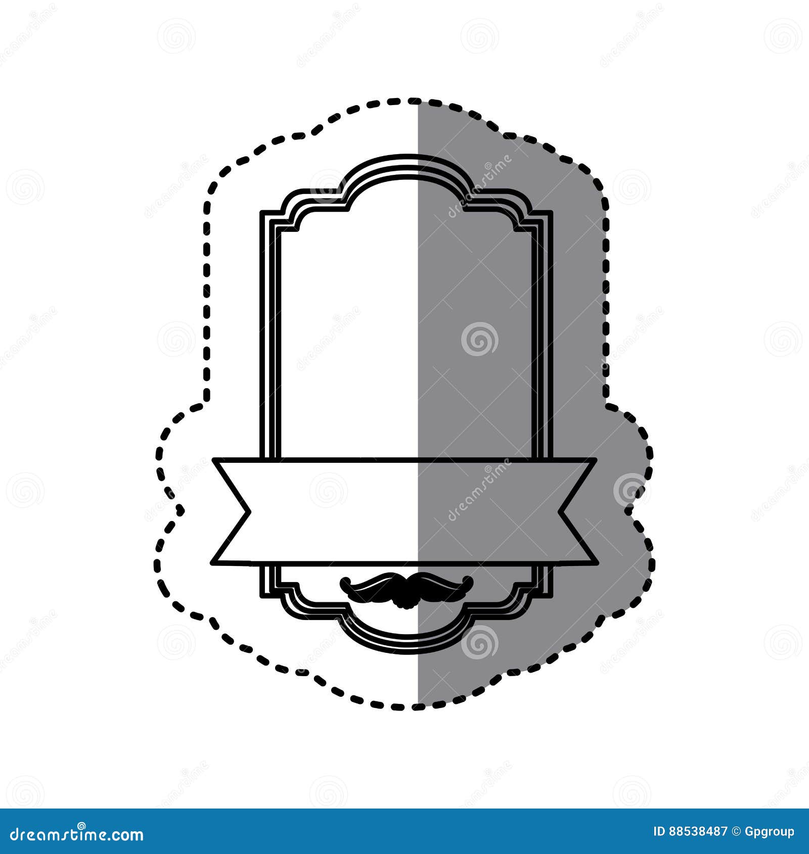 Silhouette Emblem Square with Ribbon Icon Stock Illustration ...