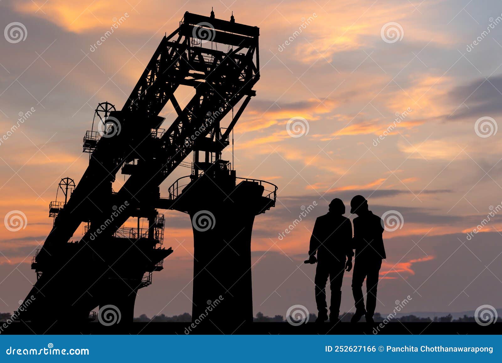 Silhouette of Engineer and Worker with Clipping Path Checking Project ...