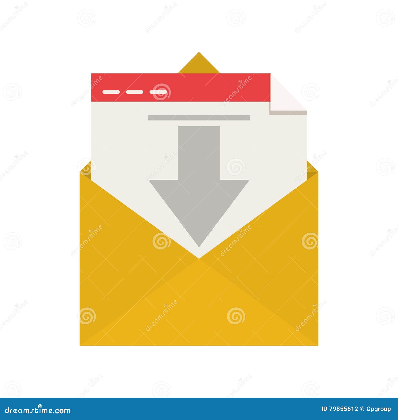 Silhouette Envelope Open Mail Arrow Down Stock Vector - Illustration of ...