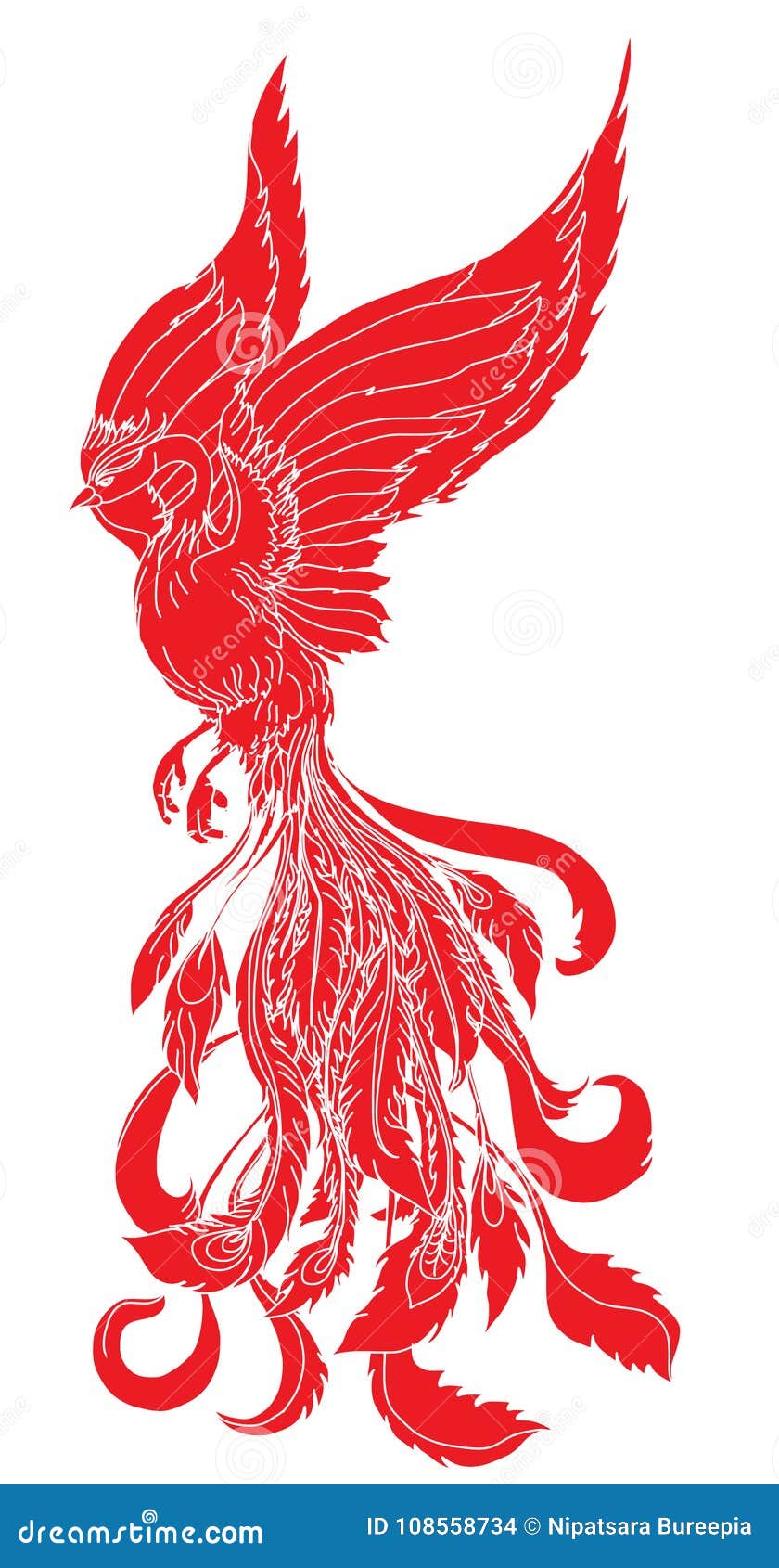 Silhouette Et Oiseau Du Feu De Phoenix De Rouge Illustration de Vecteur ...