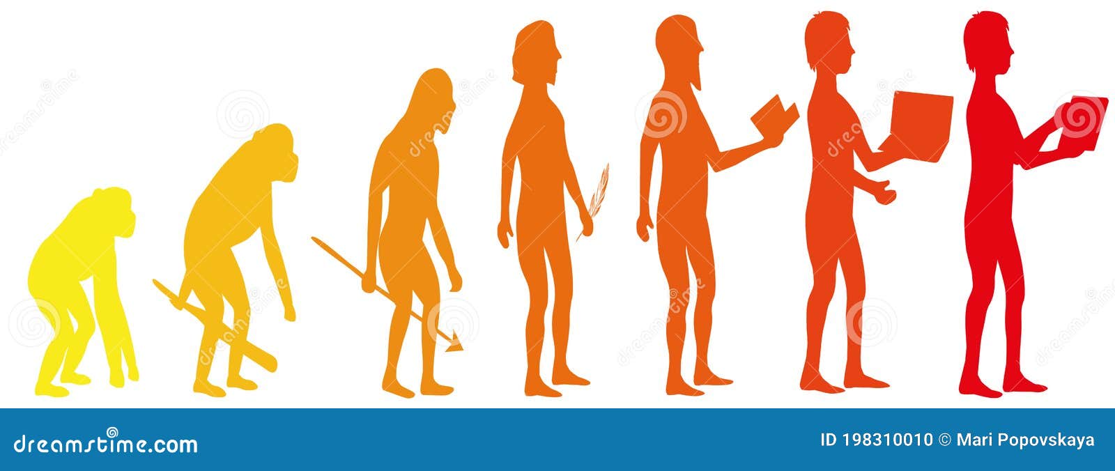 Silhouette Evolution from Monkey To Man Stock Vector - Illustration of ...