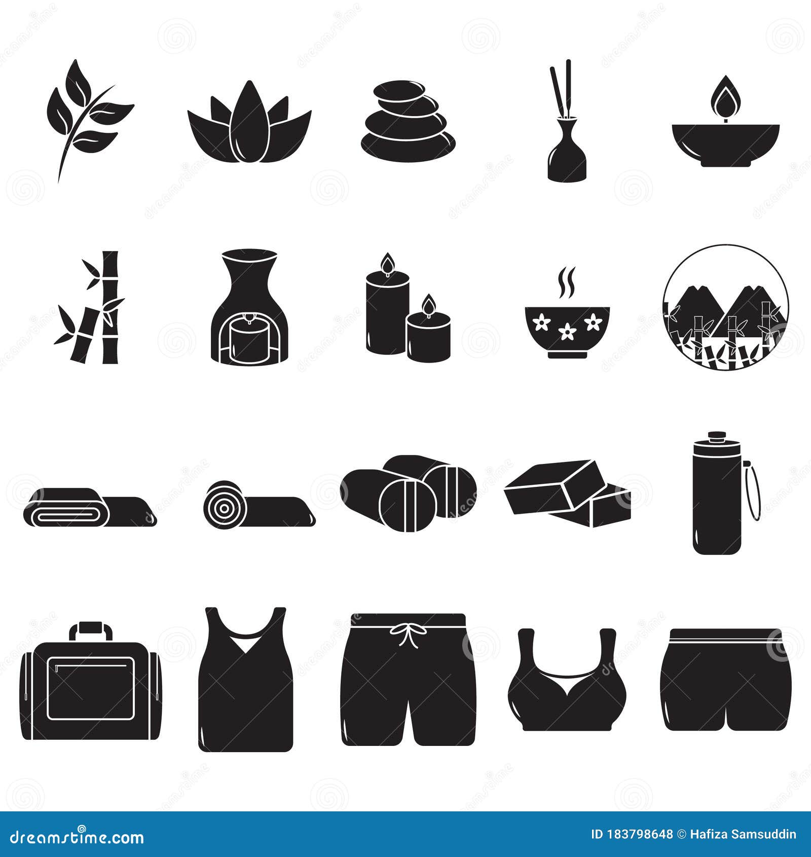 Silhouette of Exercise and Zen Icon Set. Vector Illustration Decorative ...