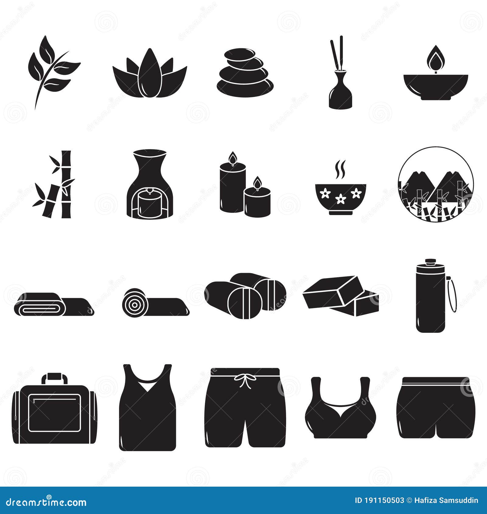 Silhouette of Exercise and Zen Icon Set. Vector Illustration Decorative ...