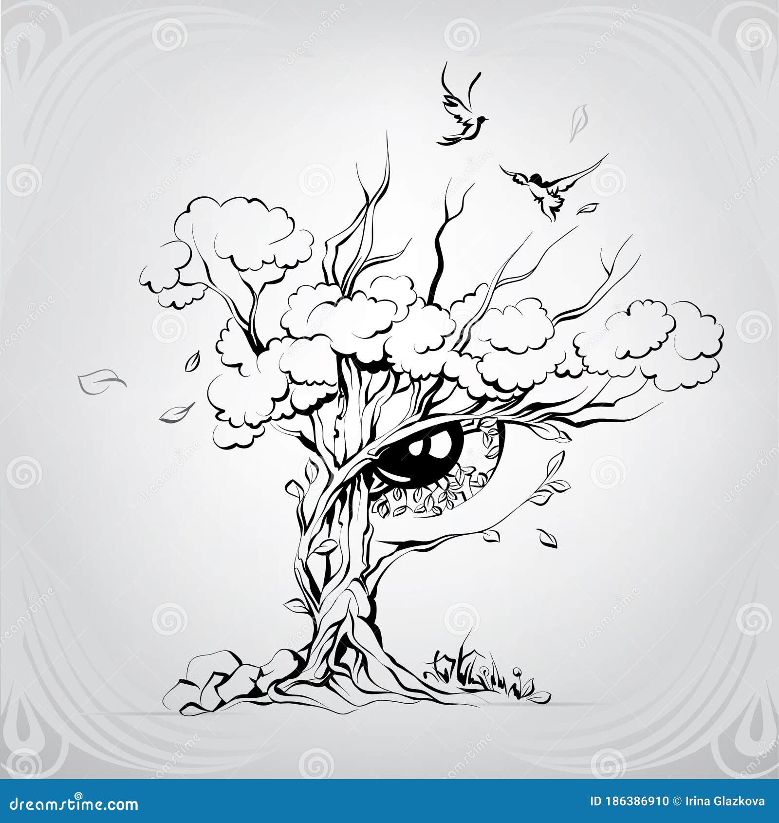 Silhouette of the Eye in Tree. Vector Illustration Stock Vector ...