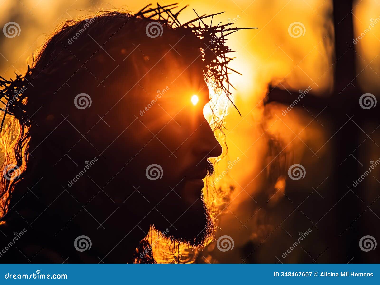Silhouette of the Face of Jesus Christ at Sunset, in Stylized Mode ...