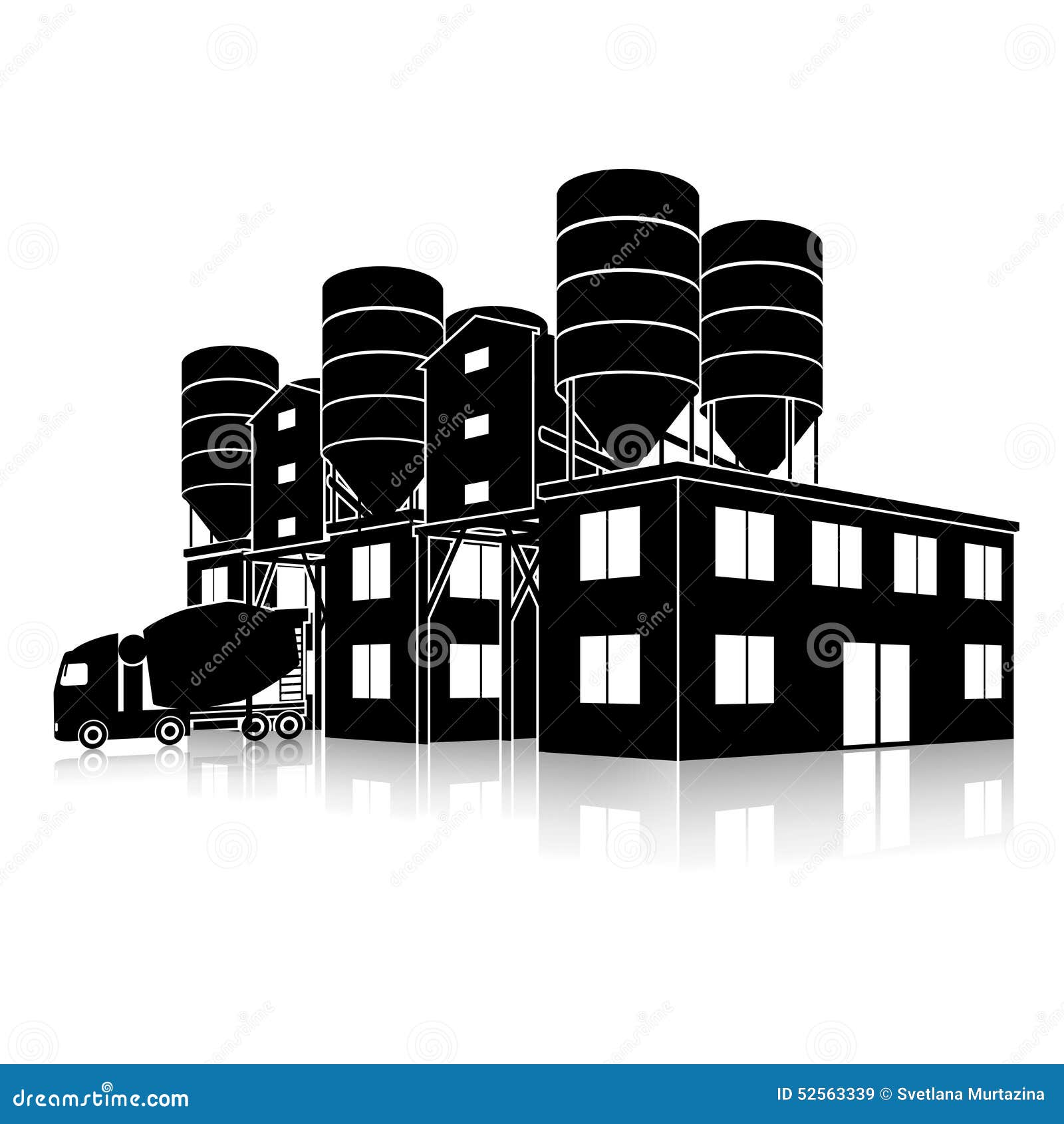 Silhouette Factory Building for the Production of Concrete with Stock ...