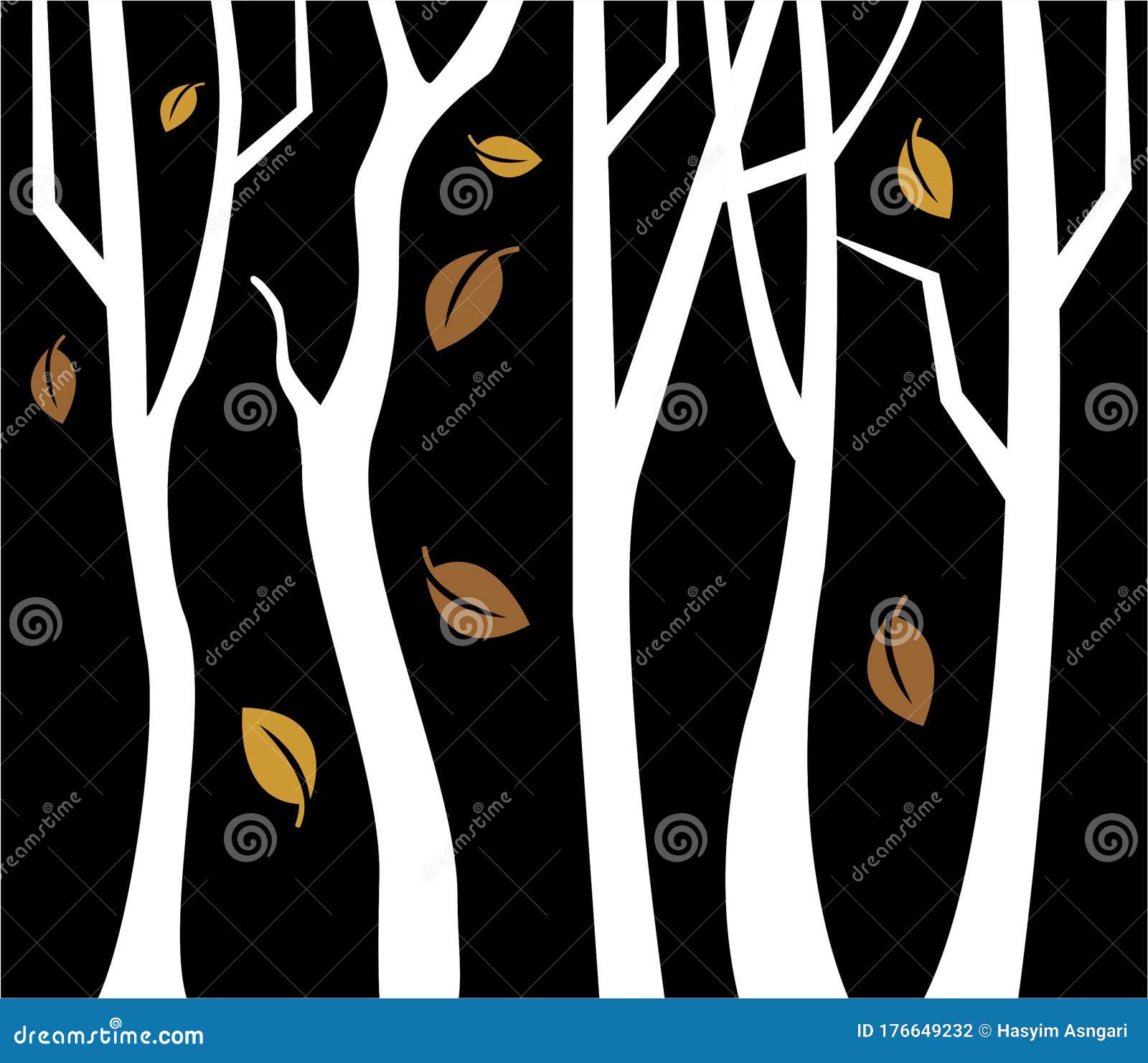 Silhouette of Fallen Branches and Old Leaves Vector Illustration Stock ...