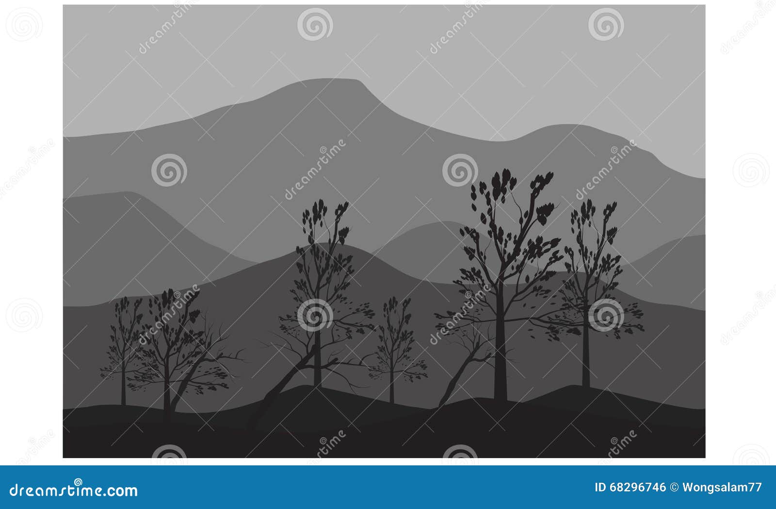 Silhouette of fallen tree stock vector. Illustration of park - 68296746