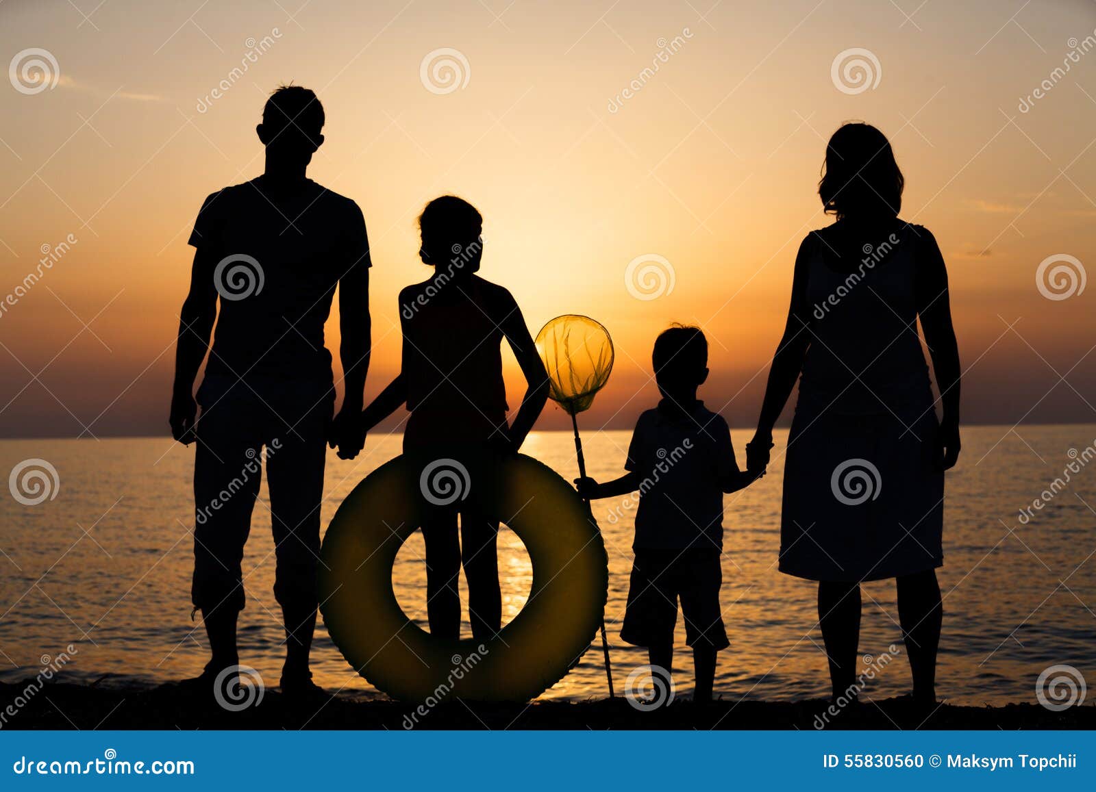 Silhouette of Family at the Beach Stock Photo - Image of lifestyle ...