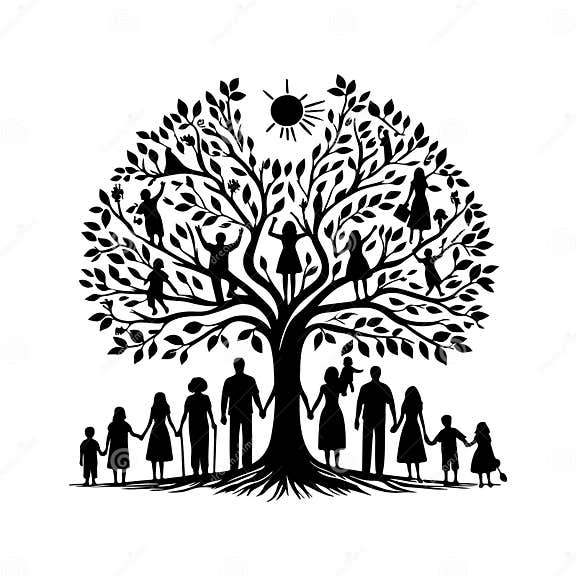 A Silhouette Family Tree Vector File (Editable). Stock Vector ...